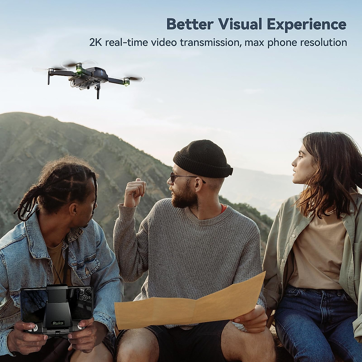 Ruko F11GIM Drones with 2-Axis Gimbal EIS 4K Camera for Adults, 2 Batteries 56 Min Flight Time, Level 6 Wind Resistance, FPV Brushless Motor, GPS Auto Return Home Compliance with FAA Remote ID
