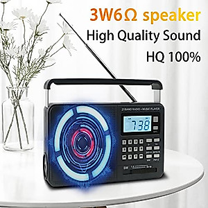 AM FM Portable Radio-PANASEN Rechargeable Radio Portable AM/FM SW Flashlight 21 Band Shortwave Radios Large LCD Screen USB Speaker MP3 Player Walkman Support TF Card Desk Radio & Office Radio