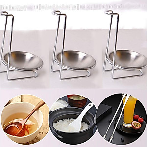 GoldNJade 304 Stainless Steel Single Ladle Holder Vertical Spoon Rest Cooking Utensils Stand with 4.3 inch bowl
