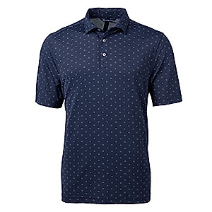 Cutter & Buck Virtue Eco Pique Tile Print Recycled Mens Big & Tall Polo, Navy Blue, 4XT
