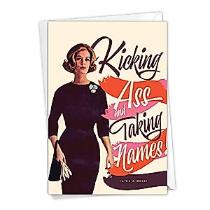 NobleWorks - 1 Funny All Occasion Card for Women - Blank Humor Notecard with Envelope - Taking Names C6679OCB