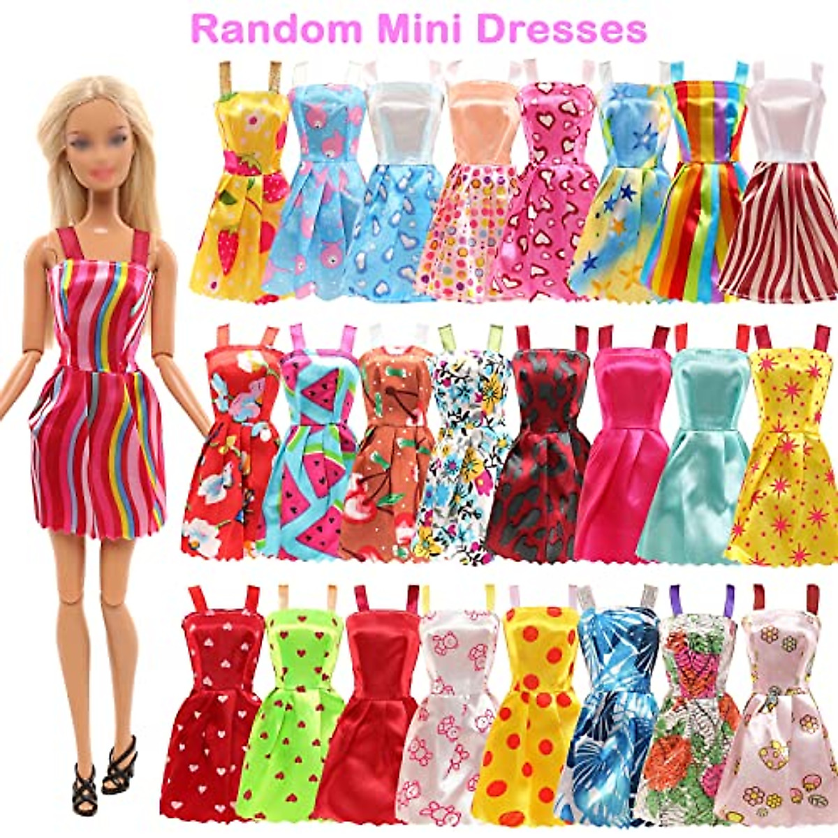 ENOCHT 47 PCS Girl Doll Clothes and Accessories 2 PCS Fashion Dresses 3 Tops and Pants Outfits 5 PCS Party Dresses 2 Sets Swimsuits Bikini,35 PCS Shoes Hangers and other Accessories for 11.5 inch Doll