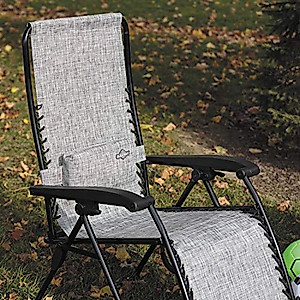 Guidesman LC-8014 Foldable Locking Weather Resistant Outdoor Steel Framed Zero Gravity Reclining Lounge Chair with Headrest Pillow, Gray