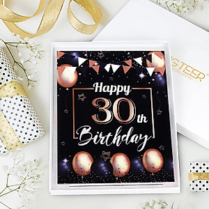 LINGTEER Happy 30th Birthday Black & Gold Balloon Acrylic Table Poster Centerpieces - 2 Pack of Birthday Table Topper,Cheers to Thirty Years Old Bday Party Decorations.