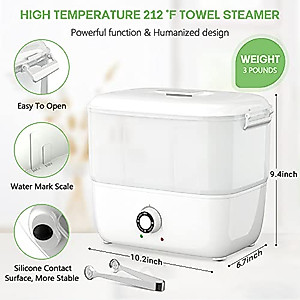 RyJaune 5L Capacity Hot Towel Steamer with Time Setting, White Towel Warmer Holds 15 Towels, Quick Heating Steam Towel Warmer for Home, Salon and Spa…