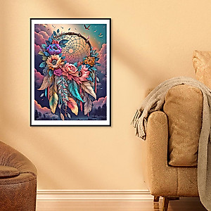 Acudotr Diamond Painting Kits for Adults, 5D DIY Diamond Art Kits for Beginners, Full Drill Diamond Painting Kits for Home Wall Decor, Dreamcatcher, 12x16 Inch