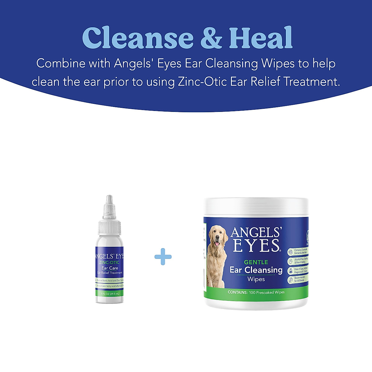 ANGELS’ EYES Zinc-Otic Ear Relief Treatment for Dogs and Cats Soothe Ear Infections Calm Itchy Inflamed Ears Natural BA and Zinc Formula 1 Ounce
