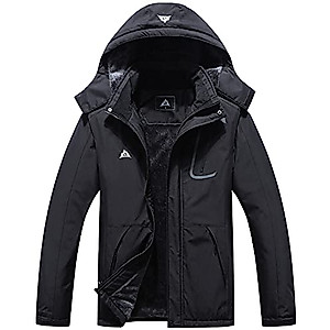 MOERDENG Men's Mountain Waterproof Ski Jacket Windproof Rain Windbreaker Winter Warm Hooded Snow Coat