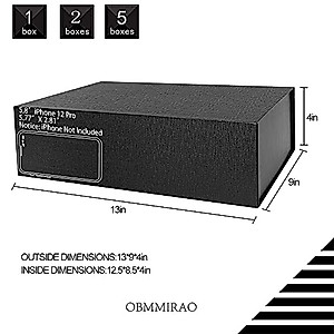 OBMMIRAO Upgrade 1PCS 13x9x4 Inch Black Hard Large Gift Box with Lid, Foldable Magnetic Gift Boxes,Groomsman Box bridesmaid proposal box, Reusable Gift Boxes for Clothes