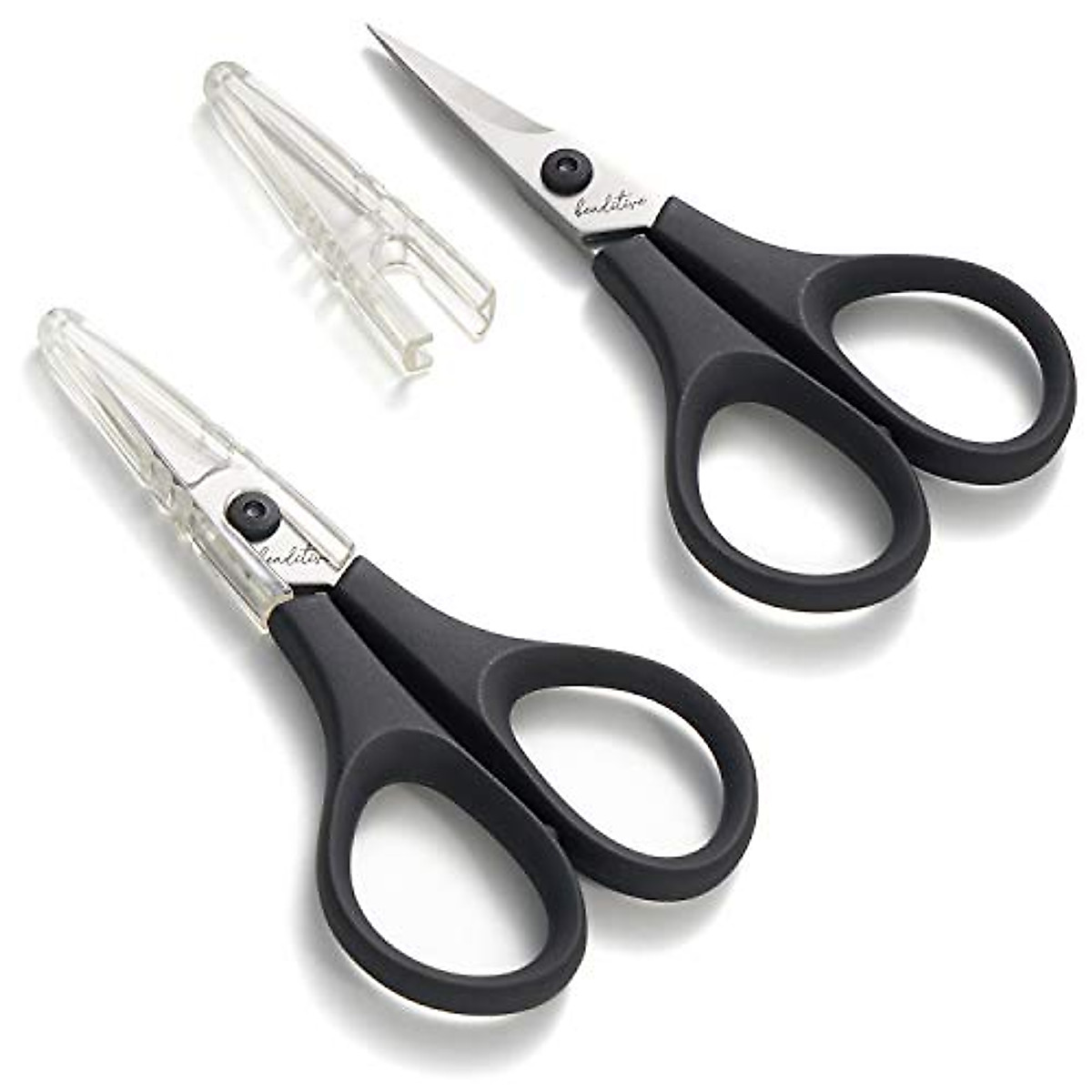Beaditive Lightweight Sewing and Embroidery Scissors Set (2 PC) | Sewing, Embroidery, Paper Cutting, Crafting | Stainless Steel | Protective Cover (3.5 in)