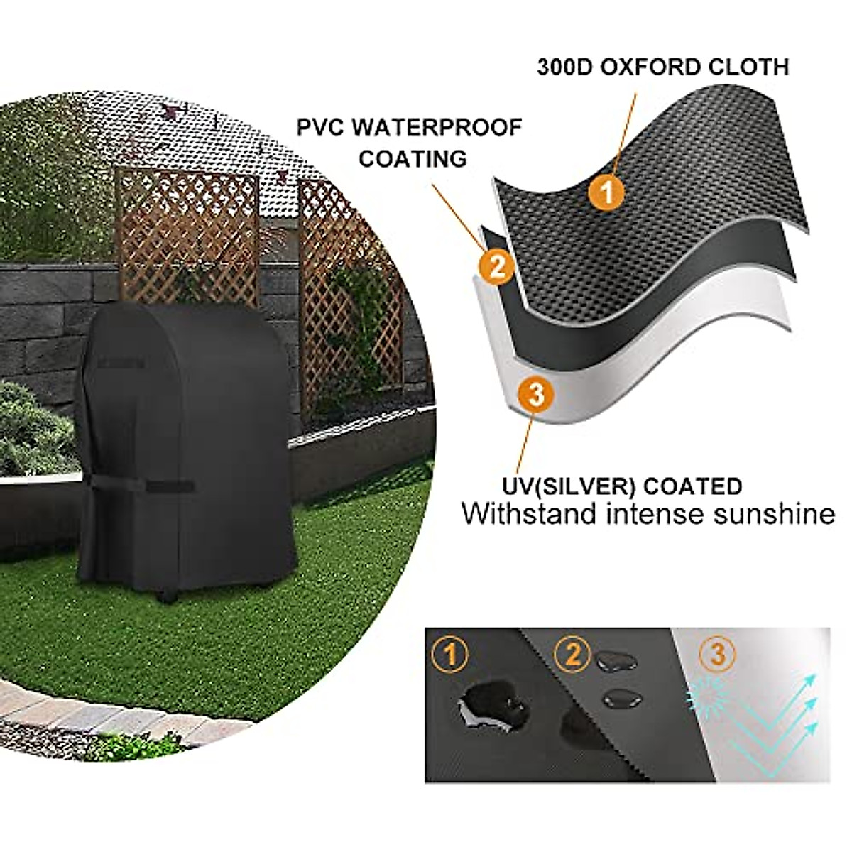 LBTING Grill Cover, 40-inch Heavy Duty 300D Oxford Waterproof Windproof UV Resistant BBQ Gas Grill Cover for Outdoor Barbecue Fit Most Brands Weber, Brinkmann, Char Broil, Holland