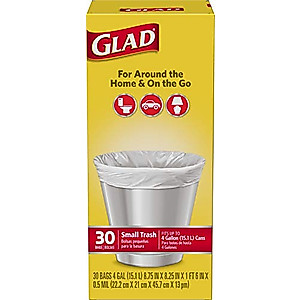 Glad Small Trash Bags - 4 Gallon White Trash Bag - 30 Count