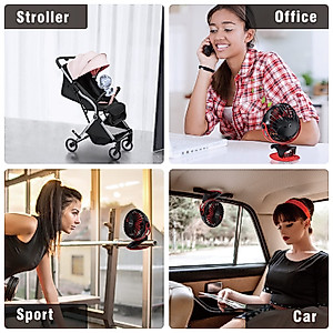 Yoobao Stroller Fan, Clip on Fan Personal Fan 6400mAh Battery Powered Fan Baby Fan Mini Portable Fan 4 Speed Rechargeable Fan Small Desk Fan 32 Hours for Car Seat Bedroom Office - Black