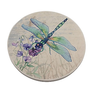 Trinsi Absorbent Ceramic Stone Coasters, Dragonfly ,Set of 4 Stone Coasters