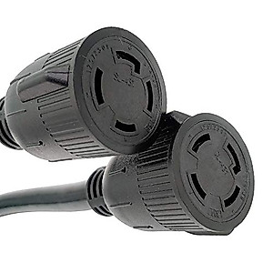Parkworld 60462 Generator 30 amp Splitter L14-30P Male to (2) L14-30R Female, Locking 4-Prong 30 AMP Y Adapter Cord