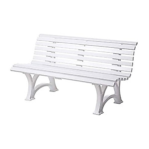 Plow & Hearth Weatherproof German PVC Outdoor Bench | 3-Seat | Holds Up to 500 lbs | Garden Patio Porch Park Deck | Steel and Resin (White)