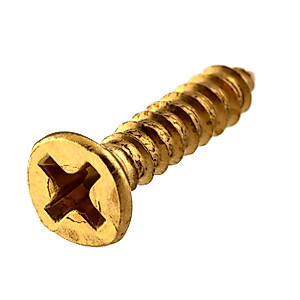 #5 x 5/8" Brass Flat Head Phillips Wood Screws - Pack of 25 - Self Tapping Screws for Wood - FH558-SB