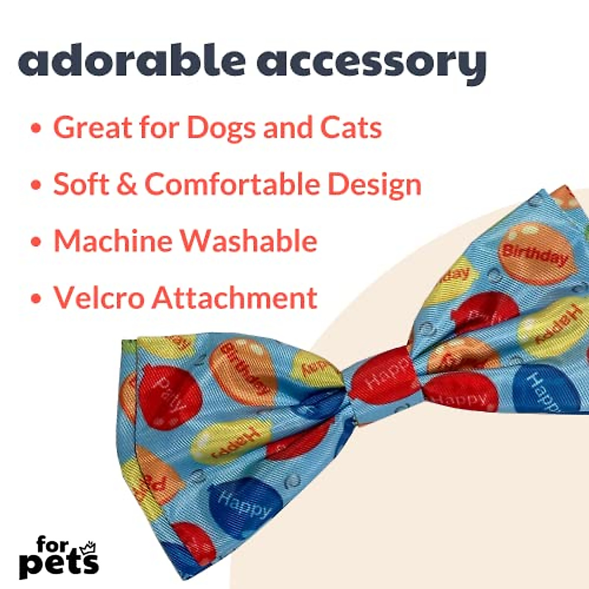 H&K Bow Tie for Pets | Party Time Blue (Extra-Large) | Birthday Velcro Bow Tie Collar Attachment | Fun Bow Ties for Dogs & Cats | Cute, Comfortable, and Durable | Huxley & Kent Bow Tie