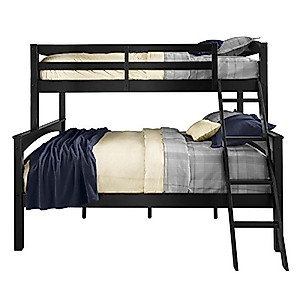 Dorel Living Brady Solid Wood Bunk Beds Twin Over Full with Ladder and Guard Rail, Black