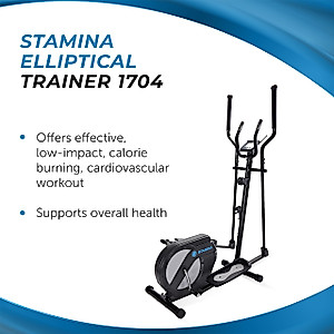 Stamina Elliptical Trainer 1704 - Elliptical Training Machine with Smart Workout App - Compact Standing Elliptical Machine for Home Workout - Up to 250 lbs Weight Capacity