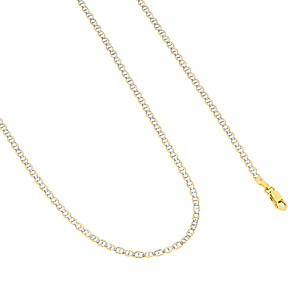 Nuragold 10k Yellow Gold 2.5mm Solid Mariner Anchor Link Chain Diamond Cut Two Tone Pave Pendant Necklace, Womens Mens Jewelry 16" 18" 20" 22" 24" 26"