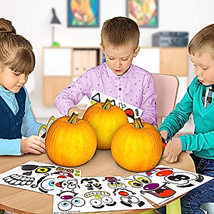 ArtCreativity Halloween Pumpkin Decorating Stickers - 24 Large Sheets - Jack-o-Lantern Decoration Kit - 52 Total Face Stickers - Cute Halloween Decor Idea - Treats, Gifts, and Crafts for Kids- 6" x 9"