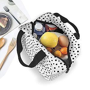 Huatansy Black Dots Lunch Bags Insulated Lunch Box Cooler Bag Unisex For Work School Travel Picnic Outdoor