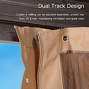 PURPLE LEAF 10' X 12' Hardtop Gazebo Canopy for Patio Deck Backyard Heavy Duty Outside Sunshade with Netting and Curtains Outdoor Permanent Metal Pavilion