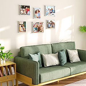 AITEE 11x14 Acrylic Picture Frames 4 Pack, Clear Picture Frames for Wall, Modern Frameless picture Frames Lucite Transparent Square Cubes Floating Hanging Photo Frame Gift for Home Office Display
