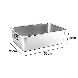Gralara Open Top Pet Cat Litter Box Kitten Litter Pan Kitten Potty Toilet Stainless Steel Durable Cat Bedpan Cat Sandbox for Small Medium Large Cats, 50cmx35cmx10cm