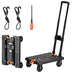 Navaris Folding Sack Truck with Tensioning Straps - Loadable up to 50kg (110 lbs) - Rubber Wheels - Foldable Transport Trolley with Tension Strap - Transport Trolly