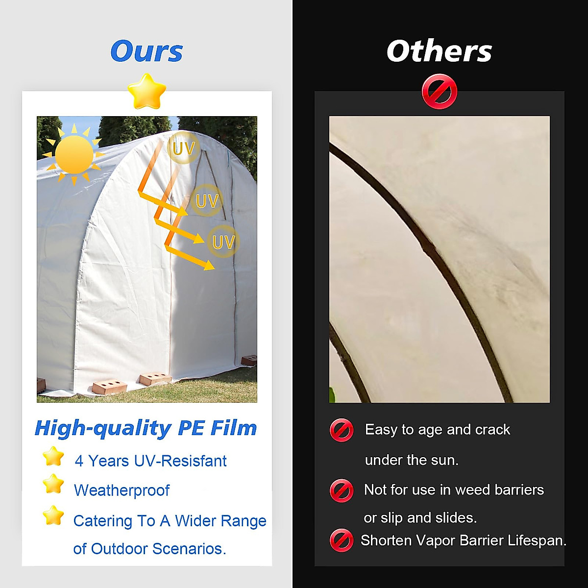 Crawl Space Vapor Barrier, 10Mil Film, 10' x 100', Drop Cloth Vapor Barrier Covering for Crawl Space Encapsulation, Thick Plastic Sheeting, Black and White Panda Film, Heavy Duty Polyethylene Film