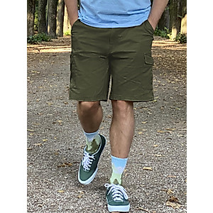 TACVASEN Mens Cargo Shorts Golf Cotton Shorts Elastic Waist Shorts Multi Pocket Shorts Hiking Shorts Fishing Shorts