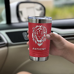 LaserGram 16oz Vacuum Insulated Pint Tumbler, Indian Elephant, Personalized Engraving Included (Maroon)