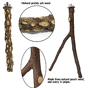 kathson Natural Bird Perch Parakeet Wood Stand Sticks Branches Parrot Paw Grinding Platform Bird Cage Accessories for Budgies Parakeet Cockatiels Conures Lovebirds (8 PCS)