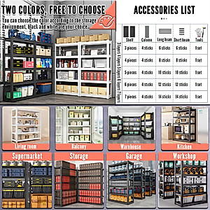 EQWZUPD Garage Shelving, Garage Storage Shelves, Metal Shelving, Single Layer Can Bear 200kg, Adjustable Layer Height, Heavy Duty Shelving for Home, Garage, Supermarket, Warehouse, Kitchen