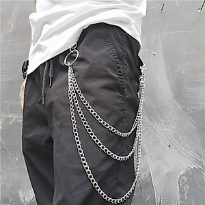 Zehope Layered Pant Chains Goth Chains Trousers Wallet Chain Jewelry for Men and Women(Silver)