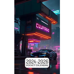Pocket Calendar 2024-2026: Two-Year Monthly Planner for Purse , 36 Months from January 2024 to December 2026 | Chapulim Colorado | Cyberpunk