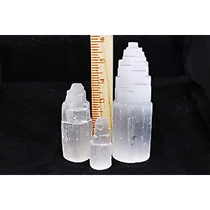 Selenite Crystal Towers for Reiki, Healing, and Energy Charging | Made in Morocco | Selenite Iceberg Charging Towers Crystal Skyscraper (4 Inch (Pack of 1))