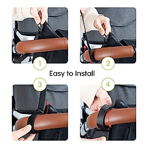 LUFFCABO Multifunctional Stroller Caddy Organizer With Cup Holder And Adjustable Straps, Universal Stroller Attachment With Stroller Cup Holder Supplying Stroller Storage (Large/Carbon Black)