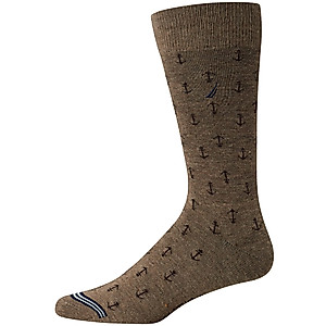 Nautica Men's Dress Socks - Solid Crew Socks (10 Pack), Size 6-12.5, Khaki/Navy/Black