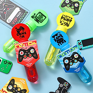 Winrayk 24Pcs Video Game Bubble Wands for Kids Bubbles Party Favors Mini Bubbles Bulk Easter Valentines Day Prizes Pinata Filler Stuffer Gamer Gaming Party Favors Birthday Supplies (with 24 Gift Card)