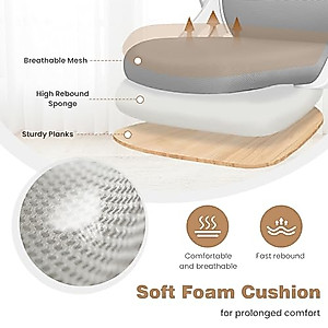 Razzor Office Chair, Ergonomic Computer Desk Chair with Lumbar Support, Breathable Mesh Rolling Swivel Task Chair with Flip-up Armrest and Adjustable Height for Home Office - LightGray