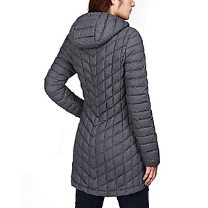 Outdoor Ventures Women's Lightweight Warm Winter Long Puffer Coat with Hood-L,32"