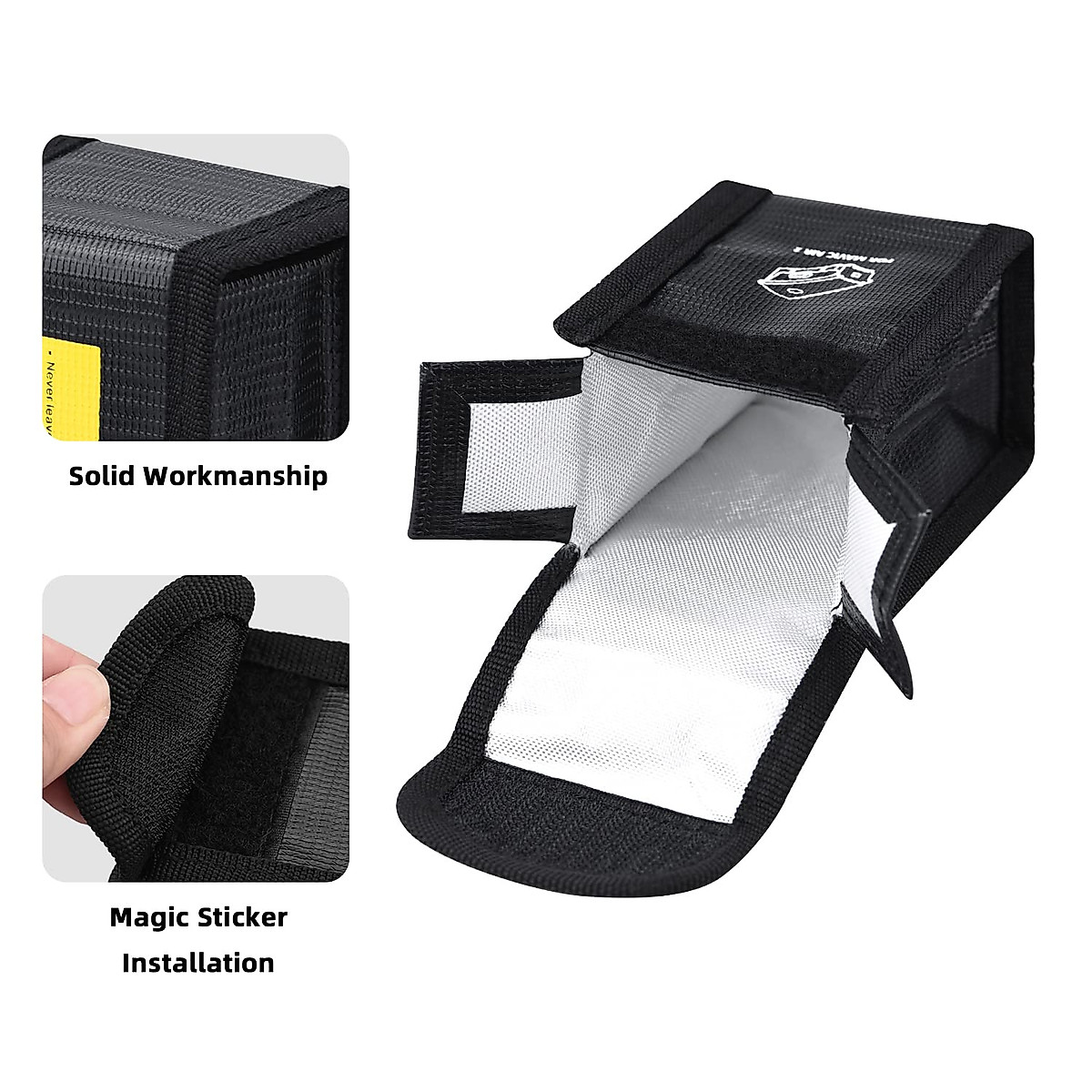 HeiyRC Battery Safe Bag for DJI Air 2S/Mavic Air 2 Lipo Batteries Storage Carrying Case Fireproof Explosion-proof Pouch and Dust-proof Plugs