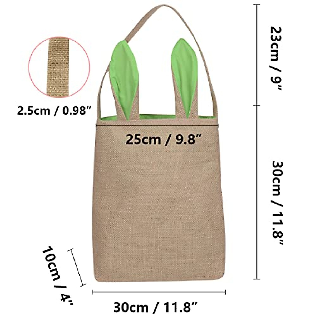 KEFAN 6 Pack Easter Bunny Bags Jute Burlap Bunny Ear Tote Baskets for Egg Hunting (Easter bags 05)