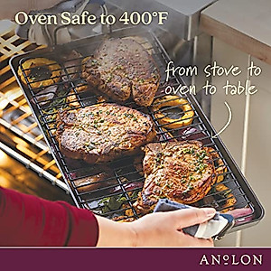 Anolon Advanced Hard Anodized Nonstick Pan/Flat Grill/Griddle Rack, 10 Inch x 18 Inch, Indigo Blue