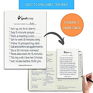 Goal Crazy Undated Planner - 90 Day Guided Journal, 2023 2024 Weekly Organization, Productivity Habit Tracker, Inspirational, Life Setting, Rose Gold, Pink Leather, Almond Pages