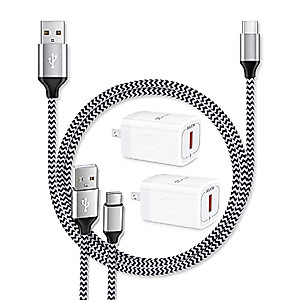 2+2 Pack USB C Chargers for Google Pixel 7 6 Pro 6 5a 5 4 XL 4a 4 3a XL 3 XL, Samsung S21, Fast Charge 3Ft C Type Cable USB-C Cords+Quick Charge 3.0 Wall Charger Box, Super Fast Cargador Block Adapter