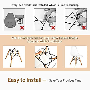 Giantex Dining Chairs Set of 4, Clear Acrylic Dining Chairs with Beech Wood Legs, Max Load 330 Lbs, Pre Assembled Transparent Kitchen Chairs, Modern Mid Century Plastic Dining Side Chair